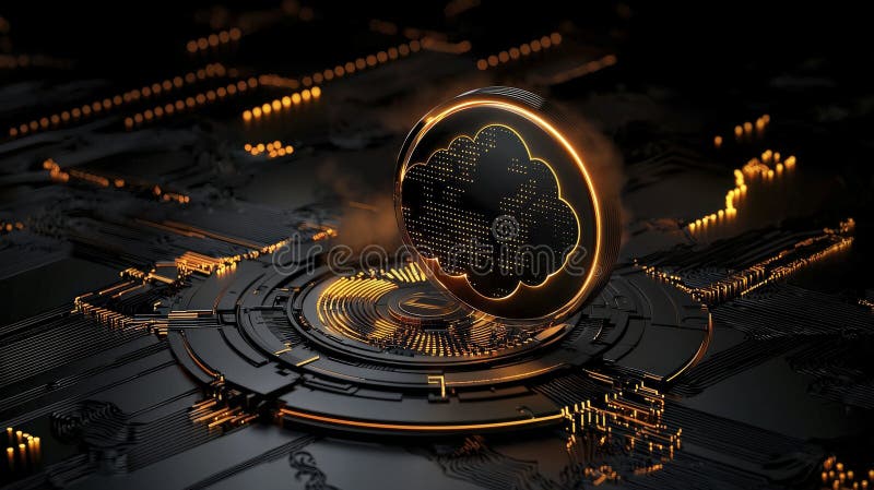 Cloud Security Innovation Technology Hub Digital Art Futuristic Close ...