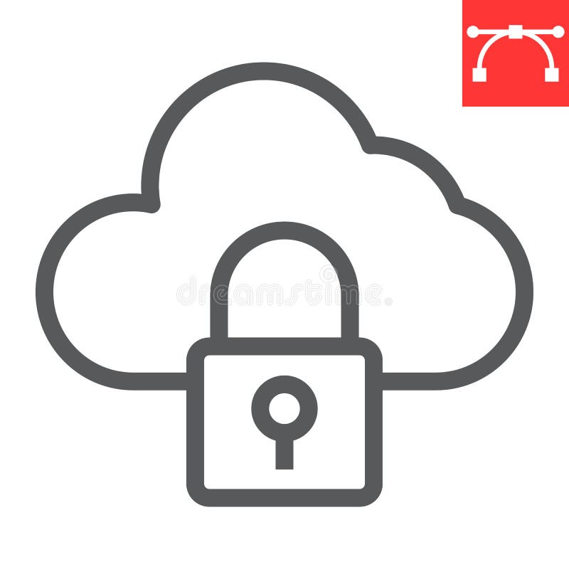 Security Line Icon Set, Cyber Protection Signs Stock Vector ...