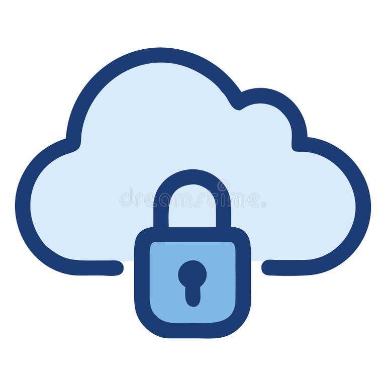 Cloud Security Lock Data Encryption Stock Vector - Illustration of ...