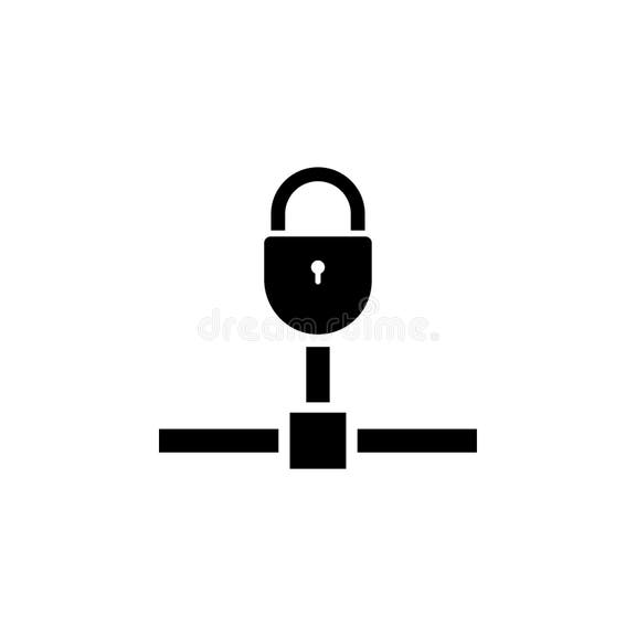 Cloud Security, Locked Network Solid Flat Vector Icon Isolated on White ...