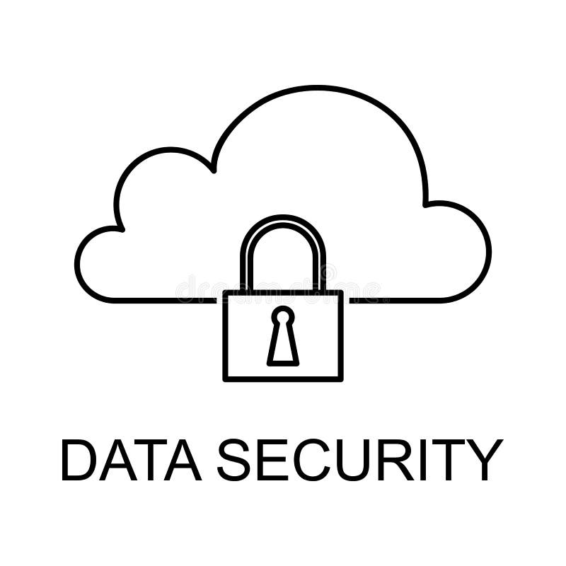 Cloud Security Outline Icon Element Of Data Protection Icon With Name For Mobile Concept And