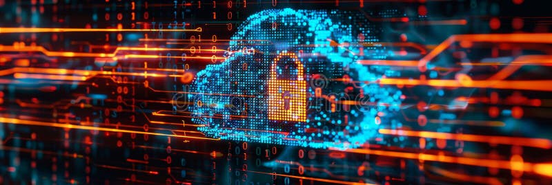 Cloud Security with Padlock, Digital Data Protection, Abstract Cyber ...