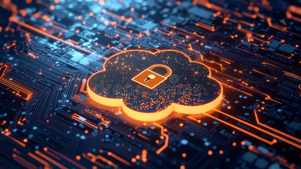 Cloud Security Services Illustration with a Stylized Cloud Icon ...