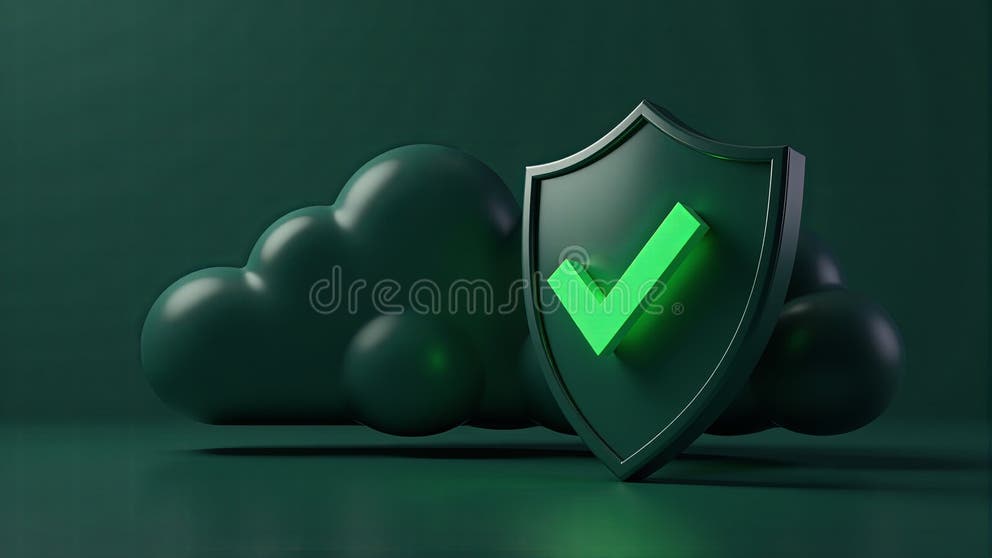 Cloud Security Shield with Checkmark Stock Illustration - Illustration ...