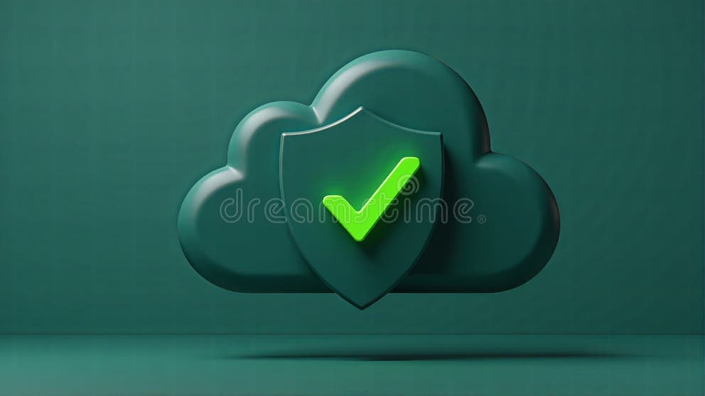Cloud Security Shield with Green Check Stock Illustration ...