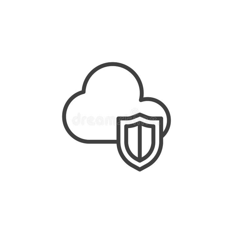 Cloud Security Shield Line Icon Stock Vector - Illustration of line ...