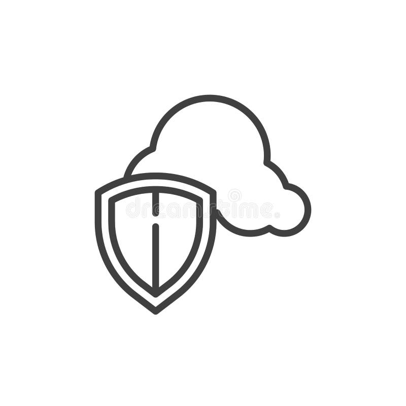 Cloud Security Shield Line Icon Stock Vector - Illustration of pixel ...