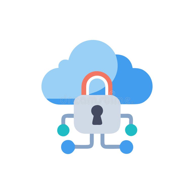 Cloud Security Shield and Lock Icon Stock Illustration - Illustration ...