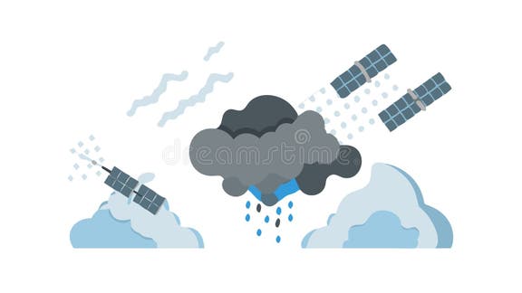 Cloud Seeding, Weather Modification, Climate Control Technology Science. Vector Design ...