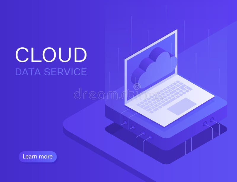 Cloud Server Banner, Laptop with Cloud Icon. Modern Vector Illustration ...