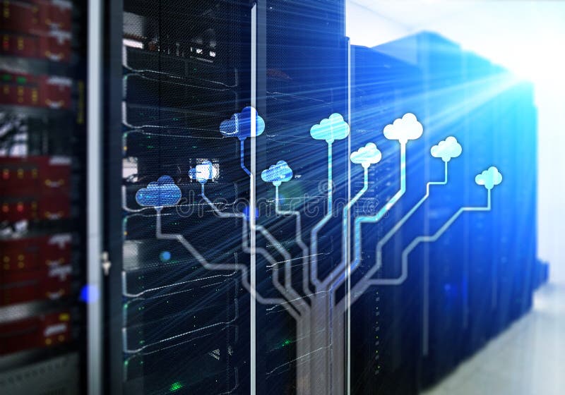 CLoud Server and Computing, Data Storage and Processing. Internet and Technology Concept Stock ...