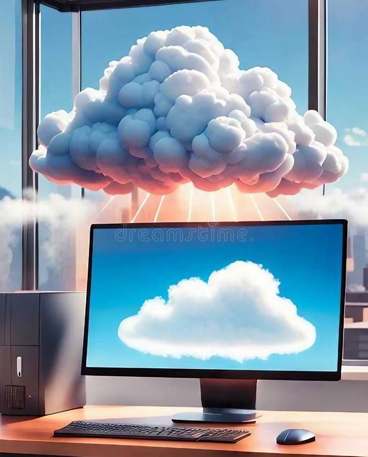 Cloud Server Connection in Office Stock Illustration - Illustration of ...