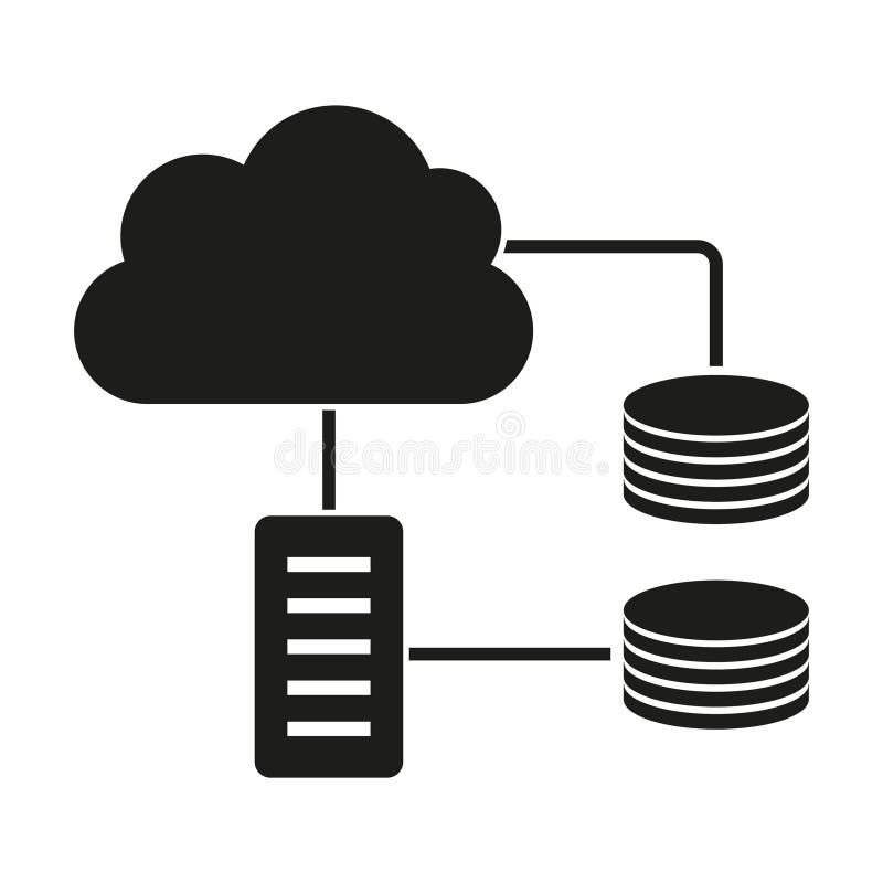 Cloud Server Data Storage Icon. Cloud Connection with Database. Cloud Computing Network. Vector ...
