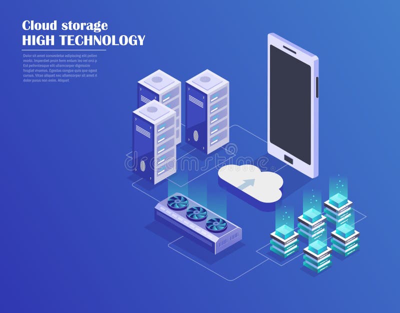 Cloud Server and Cloud Hosting Solutions Stock Vector - Illustration of ...