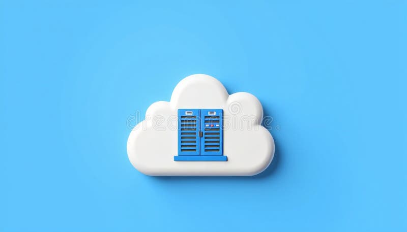 Cloud Server Icon, Minimalist Blue and White Tech Symbol Stock Photo ...