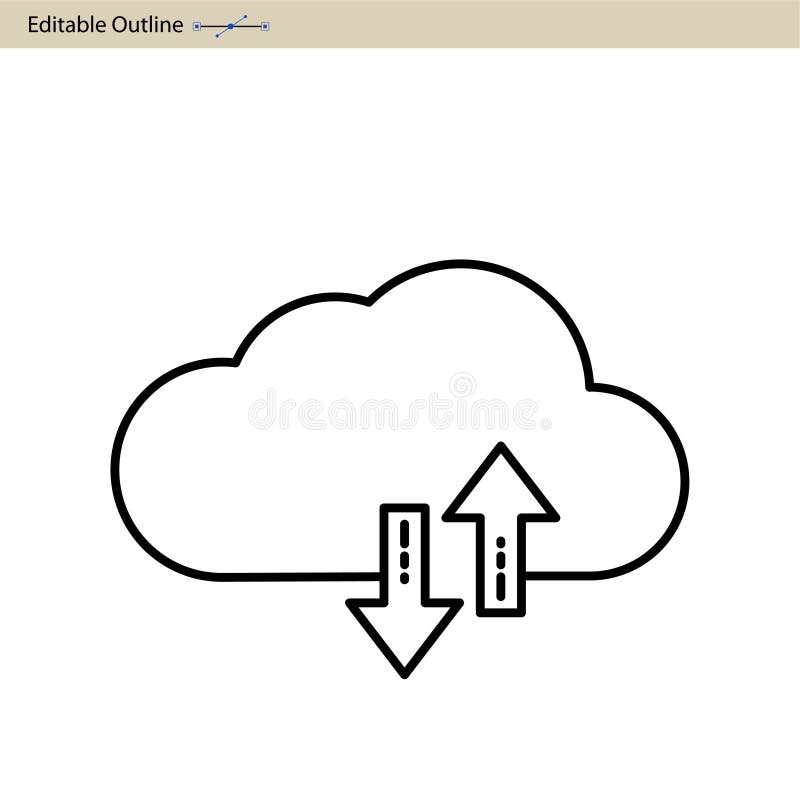 Cloud Server Icon, Cloud Sync, Secure, Cloud Services Icons, Digital, Editable Outline, Wireless ...