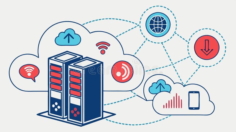 Cloud Server Network, Data Connection, Technology Vector Design Generative AI Stock Illustration ...