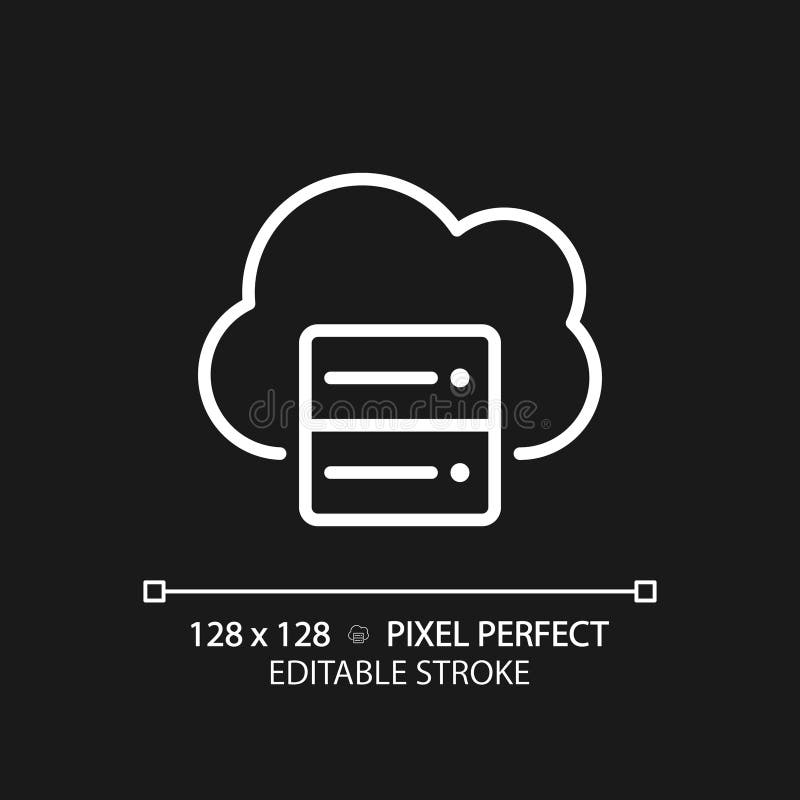 Cloud Server Pixel Perfect White Linear Icon for Dark Theme Stock ...
