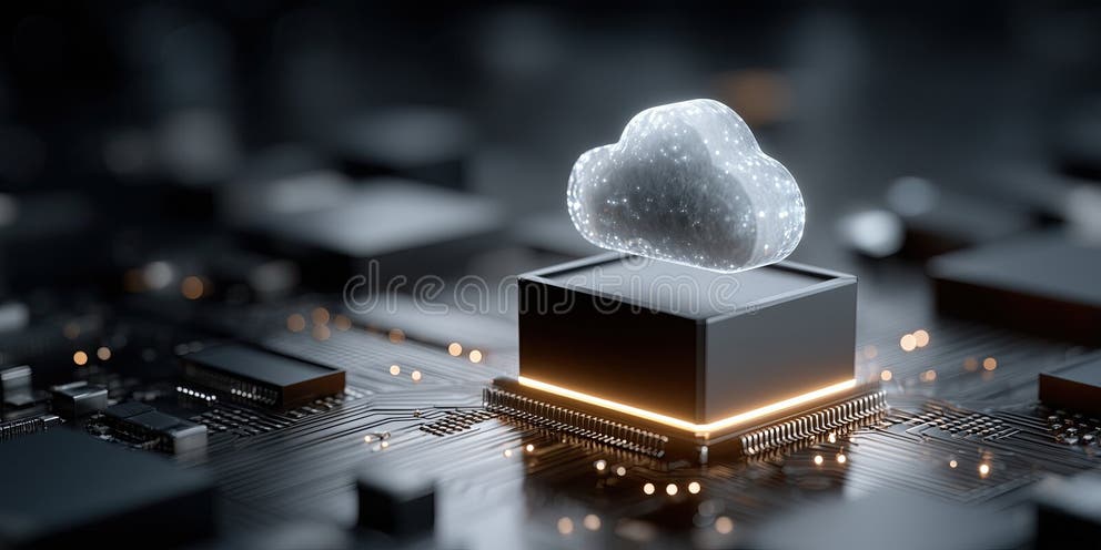 Cloud Server Technology, Edge Computing, Futuristic Microchip, Digital Data, Glowing, Innovation ...