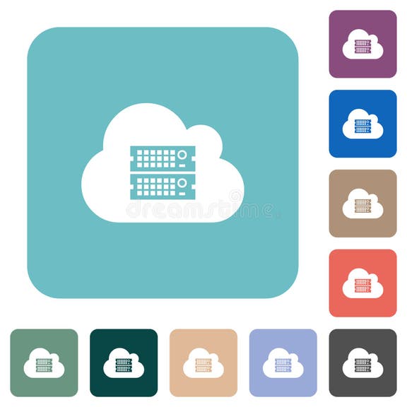 Cloud Servers Rounded Square Flat Icons Stock Vector - Illustration of ...