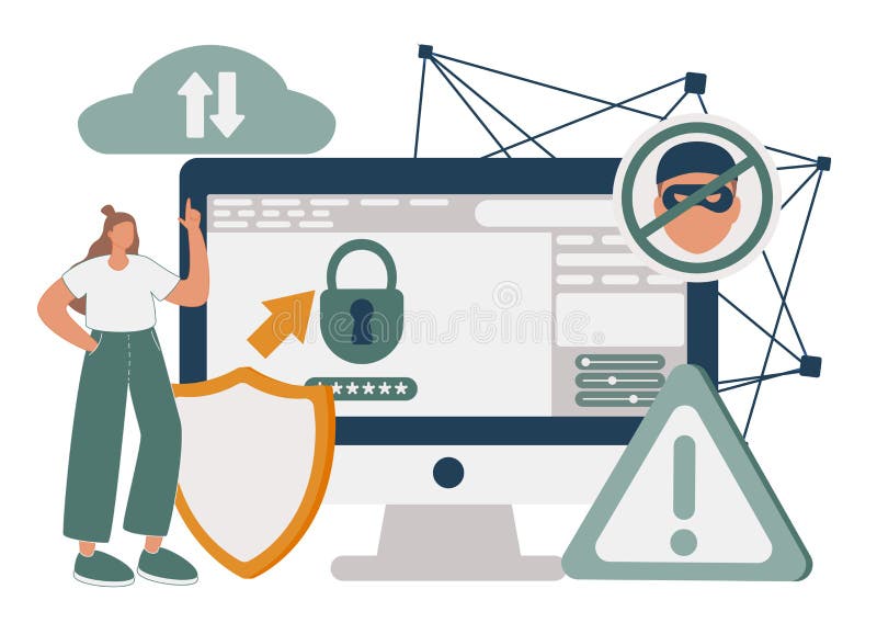 Cloud Service Access Abstract Concept Vector Illustration Set. Shared Document, Cyber Security ...