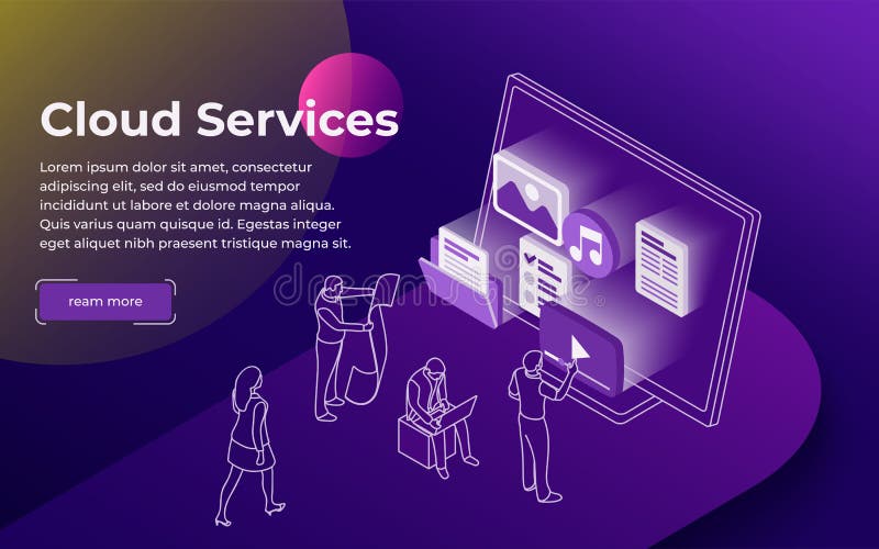 Cloud Data Storage and Remote Data Access Flat 3d Isometric Business Concept. Stock Vector ...