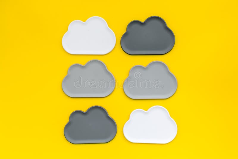 Cloud Service Concept with Clouds on Yellow Background Top View Stock ...