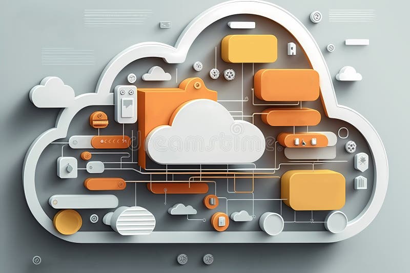 Cloud Service Concept for Use in Advertising Stock Illustration ...