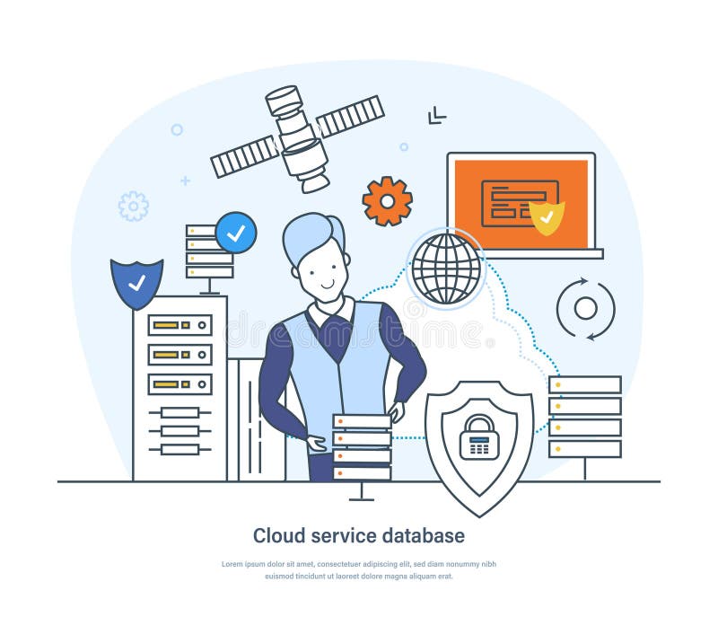 Cloud Computing Network Cloud Service Computer Device Security File Storage Stock Vector