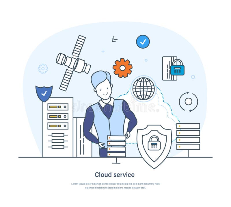 Cloud Service Database Network Computing Technology, Data Storage Stock Vector - Illustration of ...