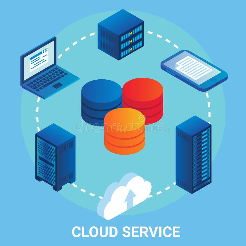 Cloud Service Isometric Flowchart Stock Illustration - Illustration of document, template: 180608338
