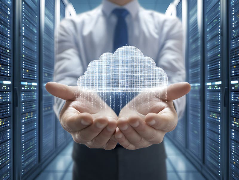Cloud Service Hands for Data Storage and Network Management Stock Photo ...