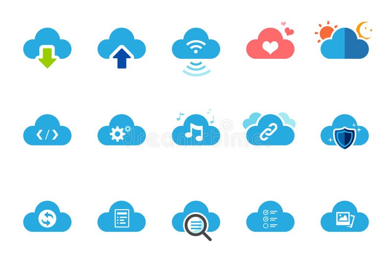 Cloud Service Icons - Illustration Set 1 Stock Vector - Illustration of ...