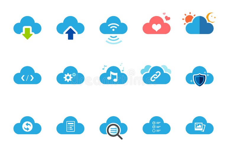 Cloud Service Icons - Illustration Set 1 Stock Vector - Illustration of ...