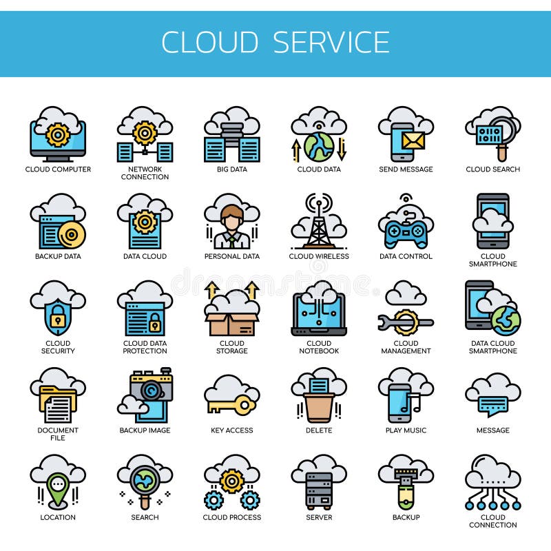 Cloud Service , Pixel Perfect Icons Stock Vector - Illustration of ...