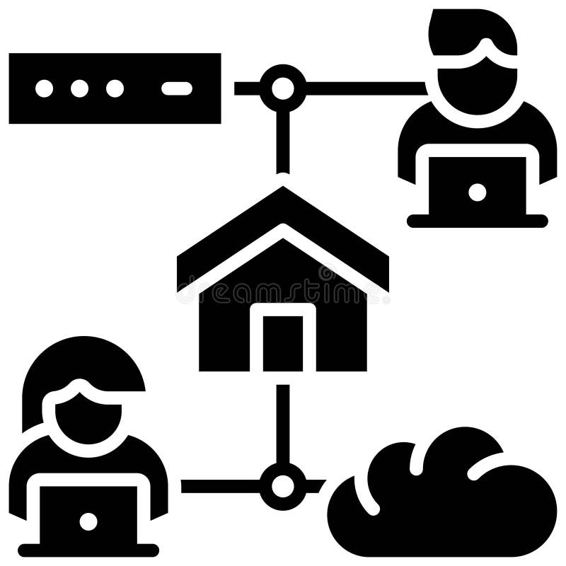 Cloud Service, Telecommuting or Remote Work Icon Stock Vector ...