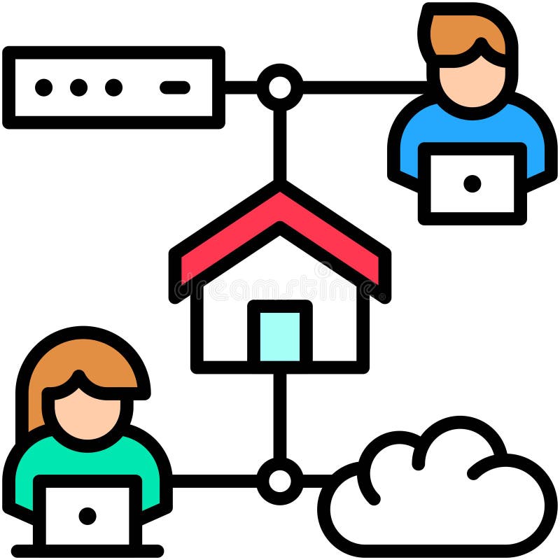 Cloud Service, Telecommuting or Remote Work Icon Stock Vector ...