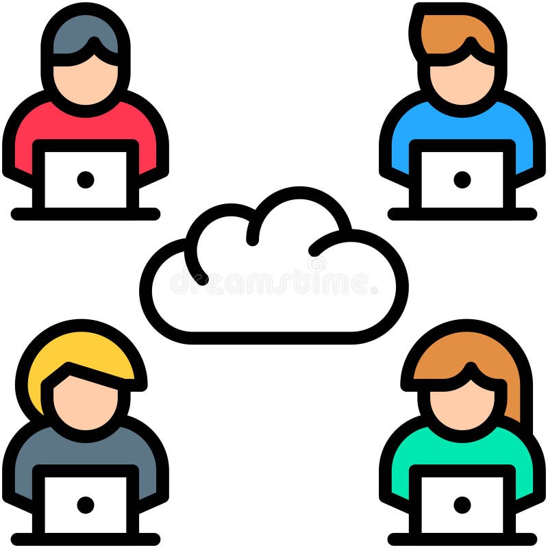 Cloud Service, Telecommuting or Remote Work Icon, Vector Illustration ...