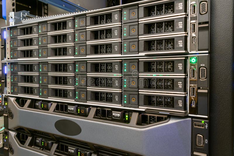 Hosting Platform for Modern Internet Resources. Rack with Server Data ...