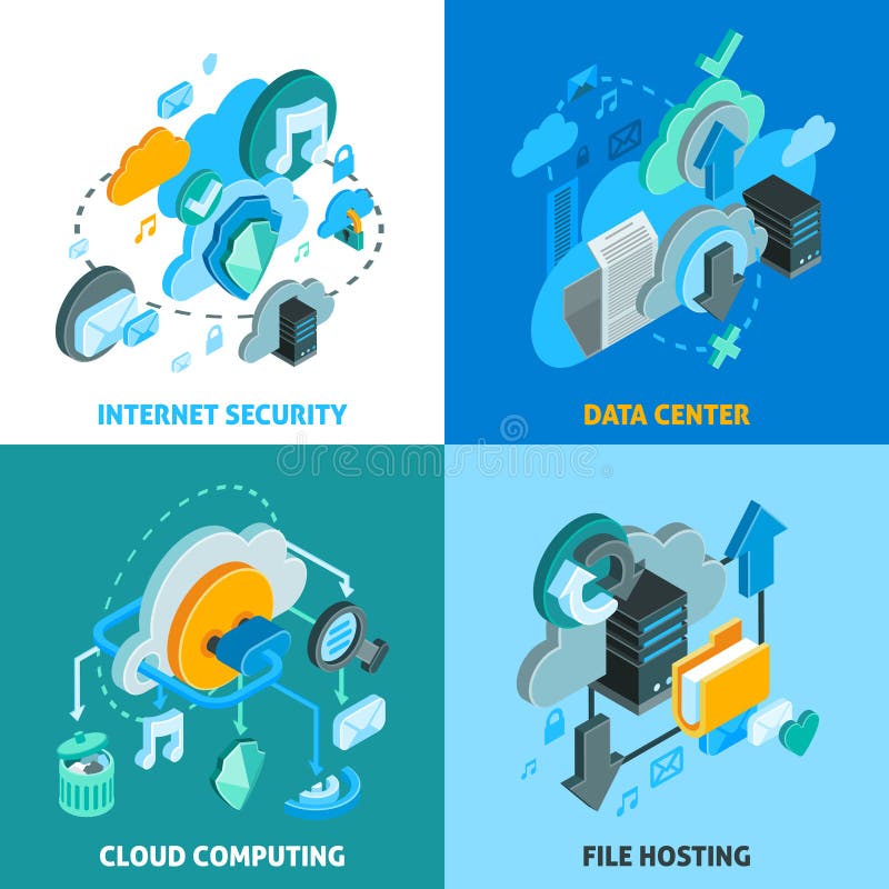 Cloud Services Concept Icons Set Stock Vector - Illustration of network ...