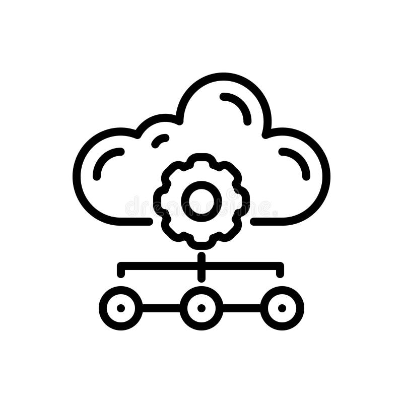 Black Line Icon for Cloud Services, Cloud and Storage Stock Vector ...