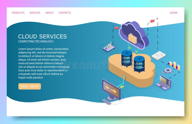Cloud Services Landing Page Website Vector Template Stock Vector ...