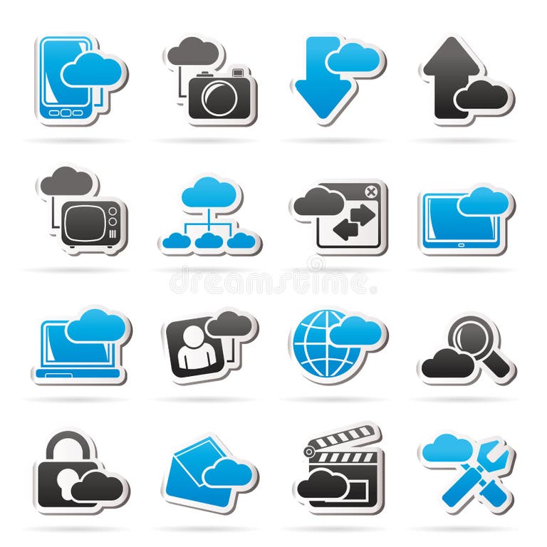 Cloud Services and Objects Icons Stock Vector - Illustration of mobile ...