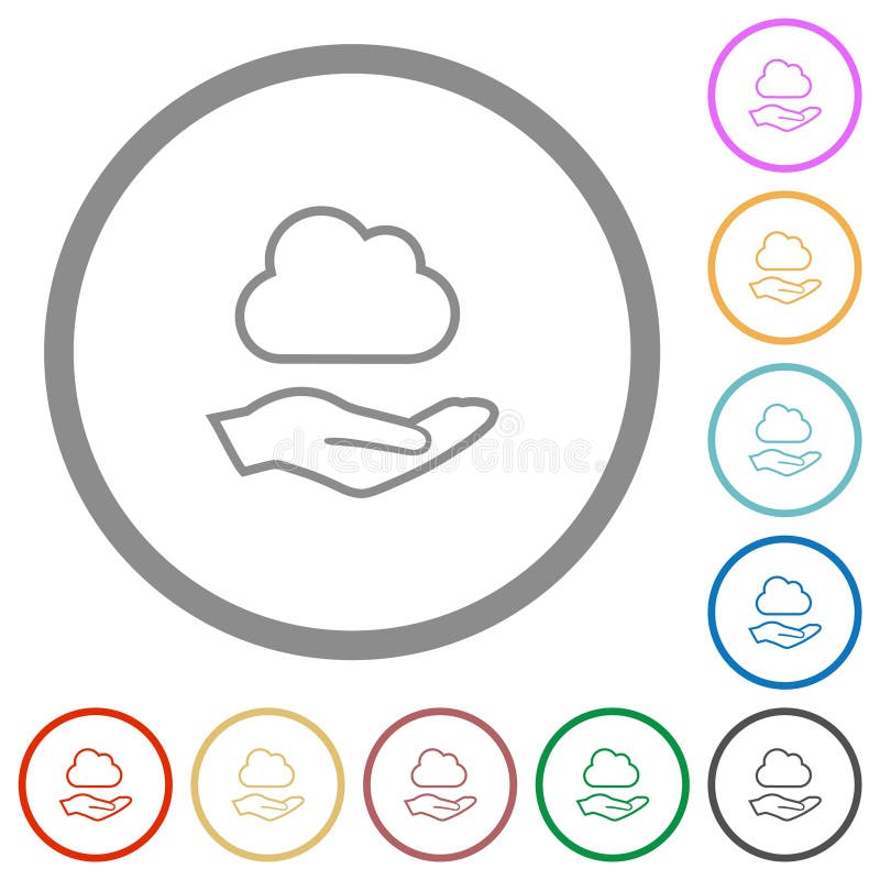 Cloud Services Outline Flat Icons with Outlines Stock Vector ...