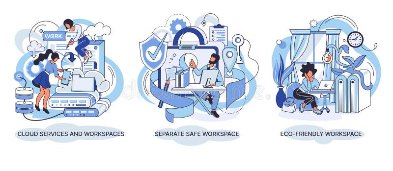 Cloud Services and Workspaces Set. Separate Safe Workspace. Eco ...