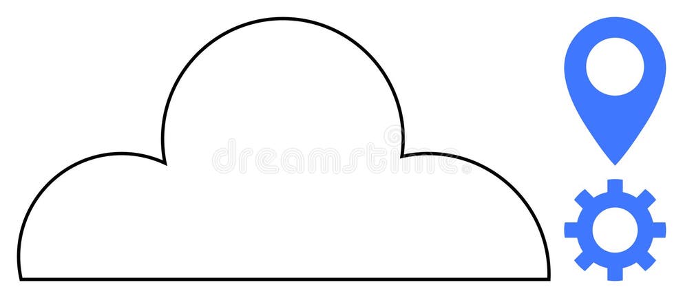 Cloud with Settings Gear and Location Pin Representing Cloud-Based Services and Optimization ...