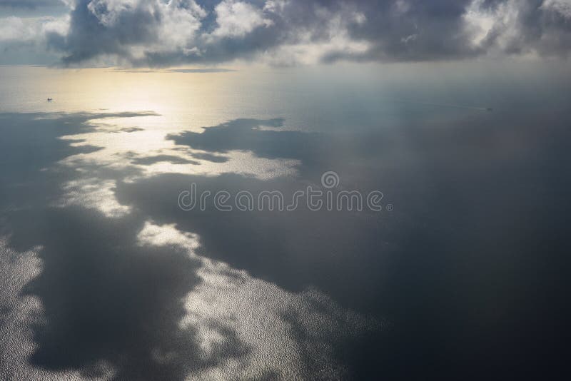 Cloud Shadow View at Sea in Airplane. Stock Photo - Image of airplane ...