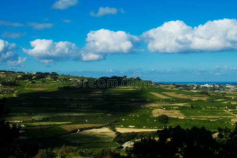 Cloud Shadows Over Valleys in Malta Stock Image - Image of conservation ...