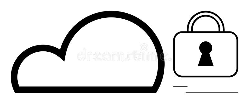 Cloud Storage Security Icon with Cloud and Lock, Emphasizing Data ...