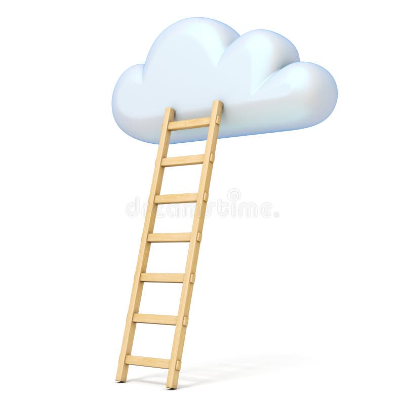 Cloud with ladder 3D stock illustration. Illustration of heaven - 191736051